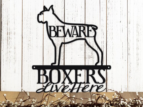 Boxer Dogs Metal Wall Art Beware of Dog Sign Metal Sign | Etsy
