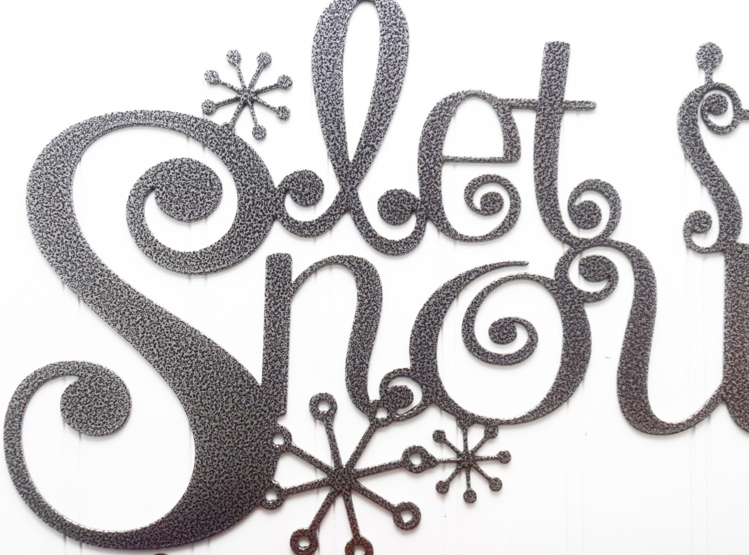 Let It Snow Metal Sign With Snowflakes Silver 15x8.5 | Etsy