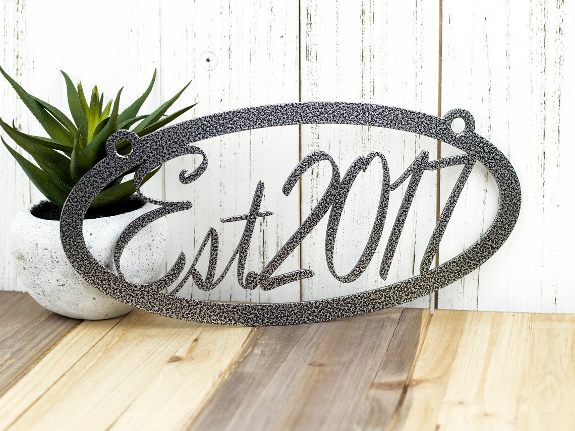 Established Oval Metal Sign Metal Wall Art Wedding Gift | Etsy