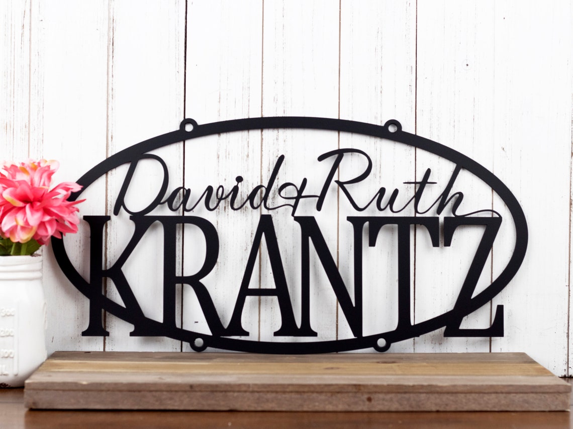 Custom Metal Family Name Sign Established in Laser Cut Steel - Etsy