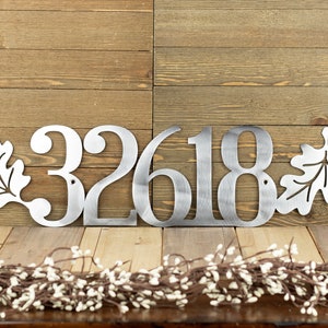 Custom Outdoor House Number Metal Sign With Oak Leaves - Etsy