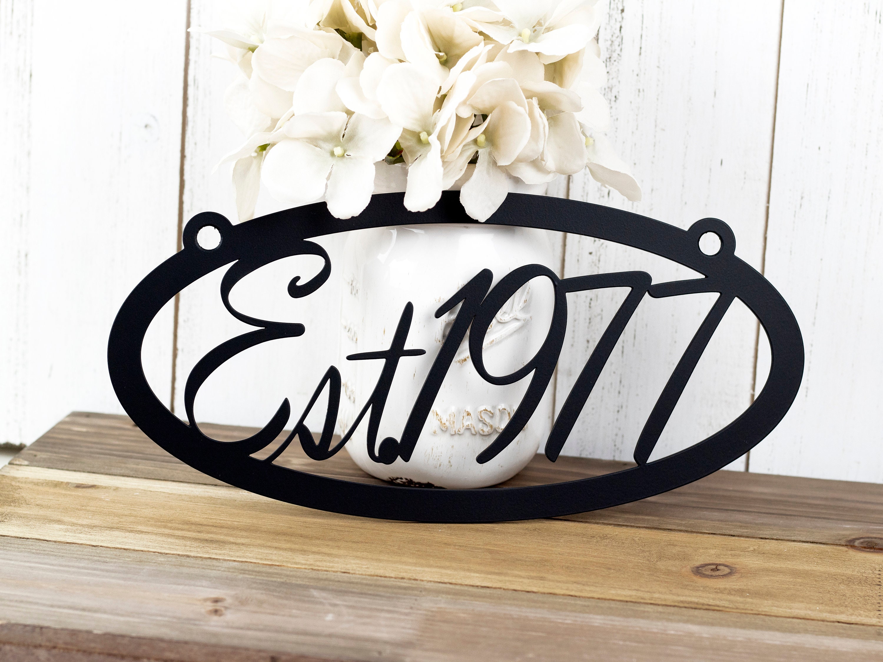 Established Oval Metal Sign Metal Wall Art Wedding Gift | Etsy
