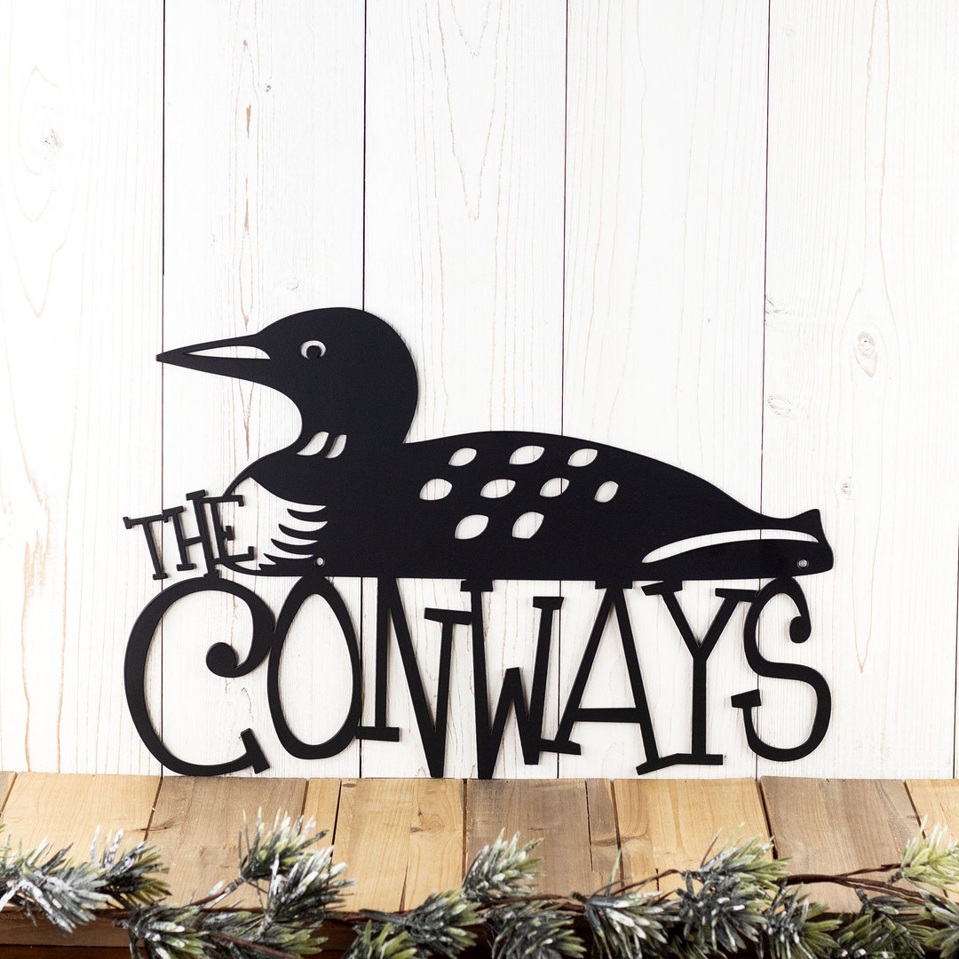 Family Name Sign, Loon Decor, Cabin Signs Personalized Outdoor, Lake ...