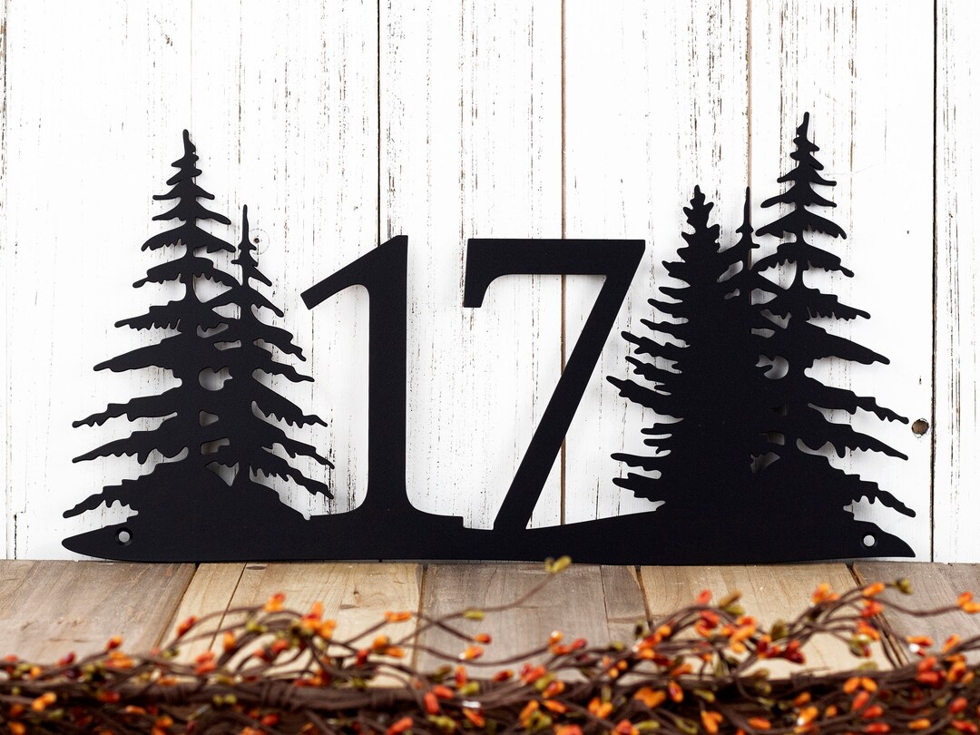 Custom Pine Trees House Number Metal Sign 2 Digit Pine Tree - Etsy