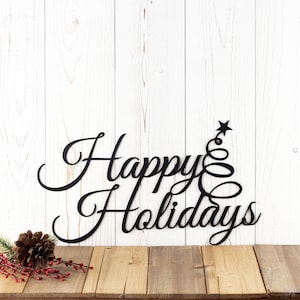 Happy Holidays Christmas Metal Sign, Outdoor Christmas Decor, Farmhouse ...