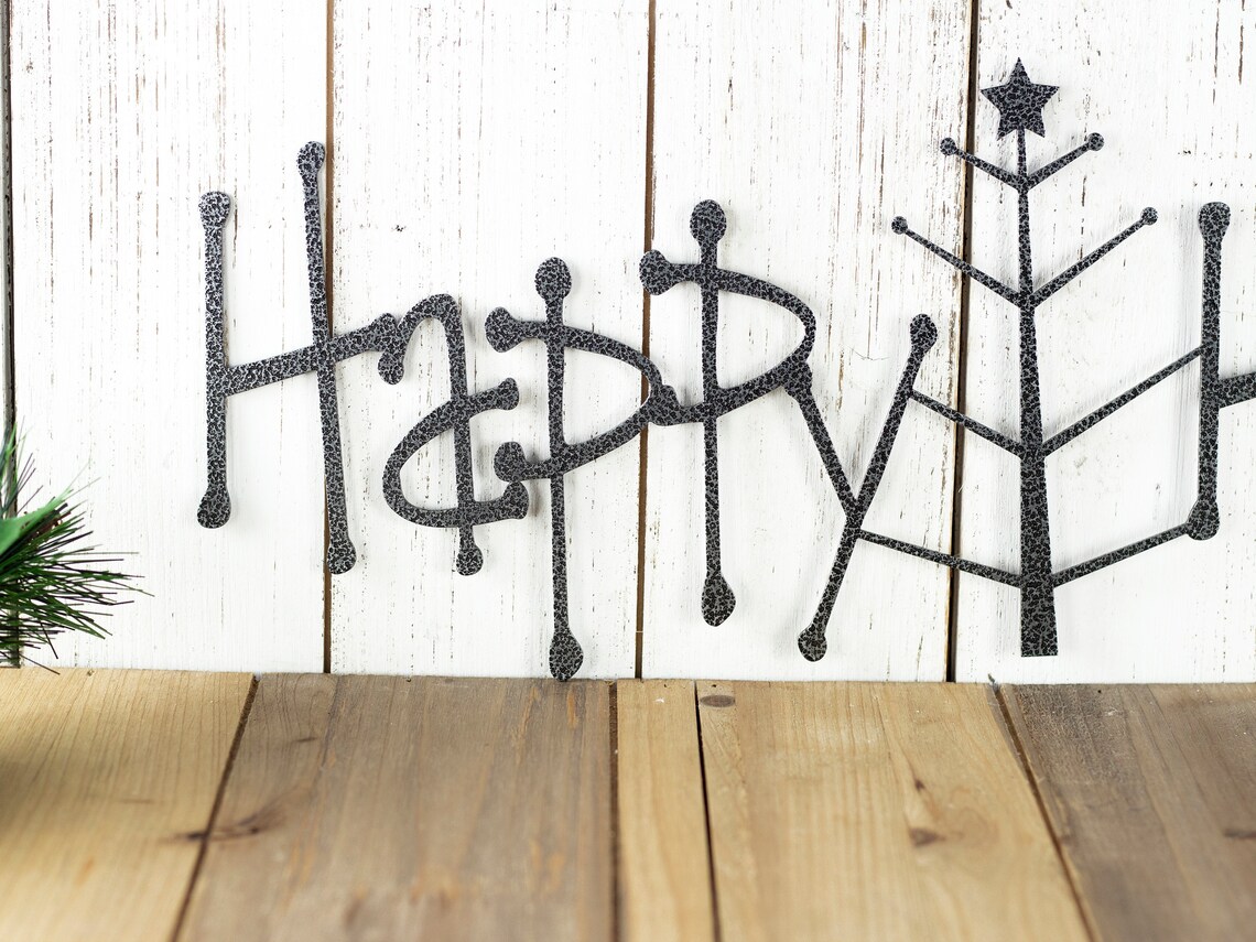 Happy Holidays Metal Sign Outdoors Horizontal Christmas Sign | Etsy