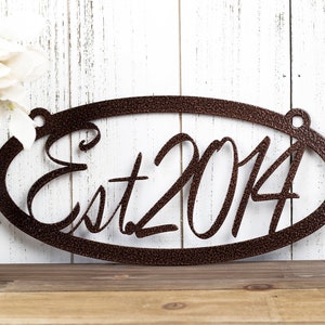 Established Oval Metal Sign Metal Wall Art Wedding Gift | Etsy
