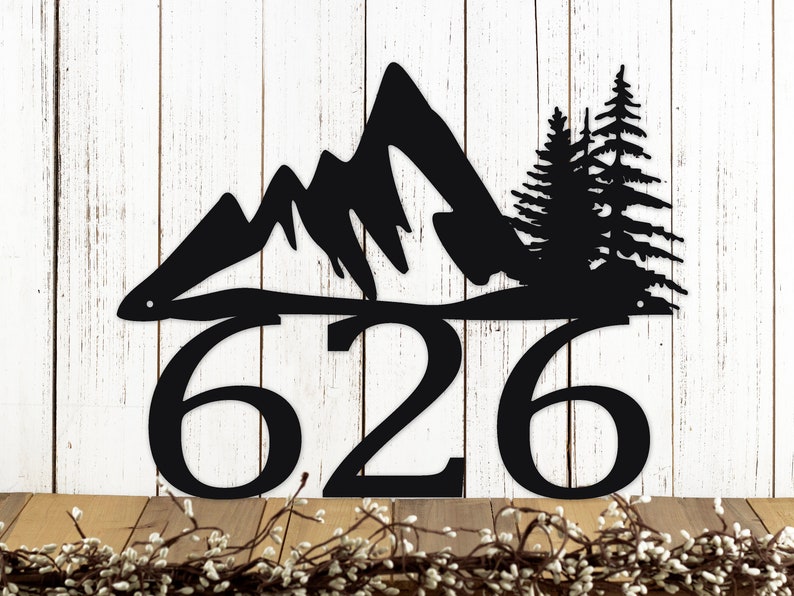 Custom Mountain House Number Metal Sign Black 17x13 - Etsy