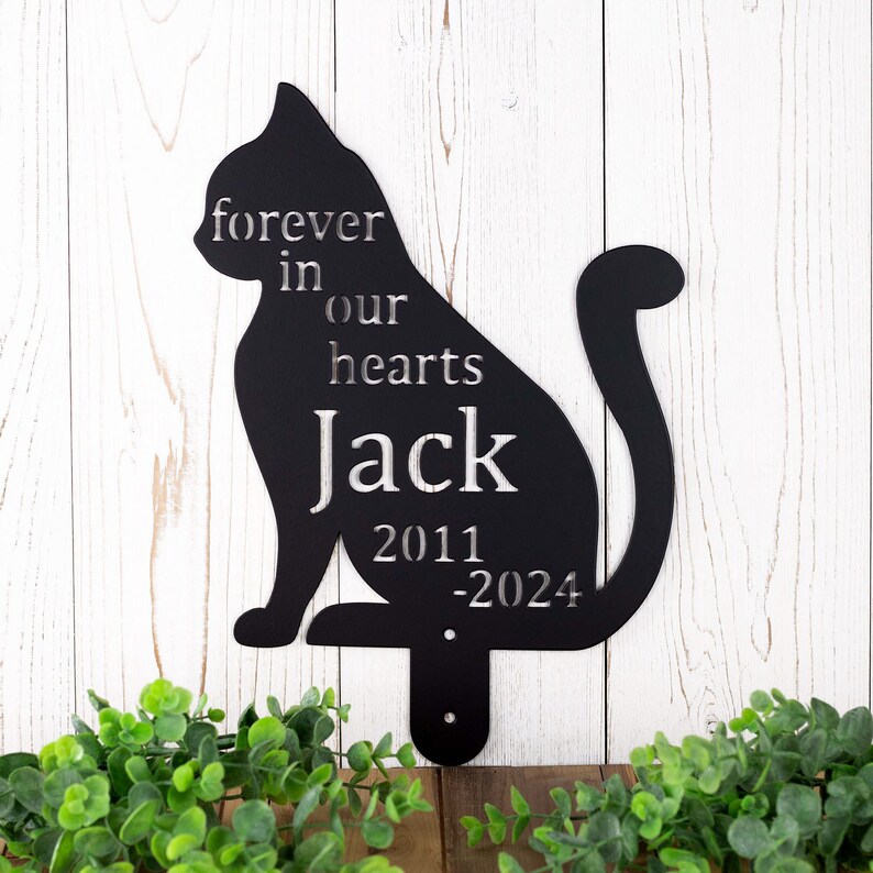 Cat Memorial Garden Stake, Cat Metal Sign, Pet Grave Marker - Etsy