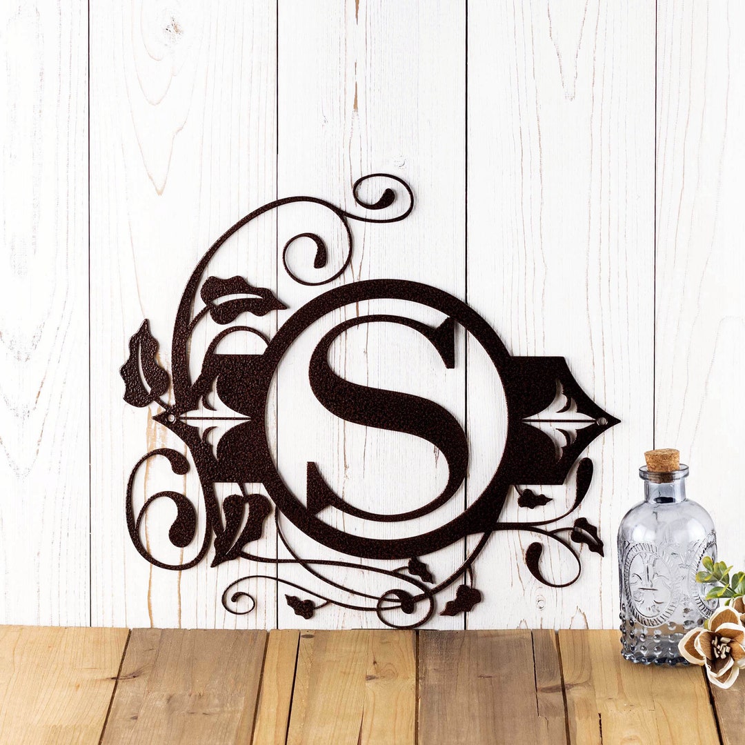 Monogram Metal Wall Art, Custom Sign, Monogrammed Letter Sign ...