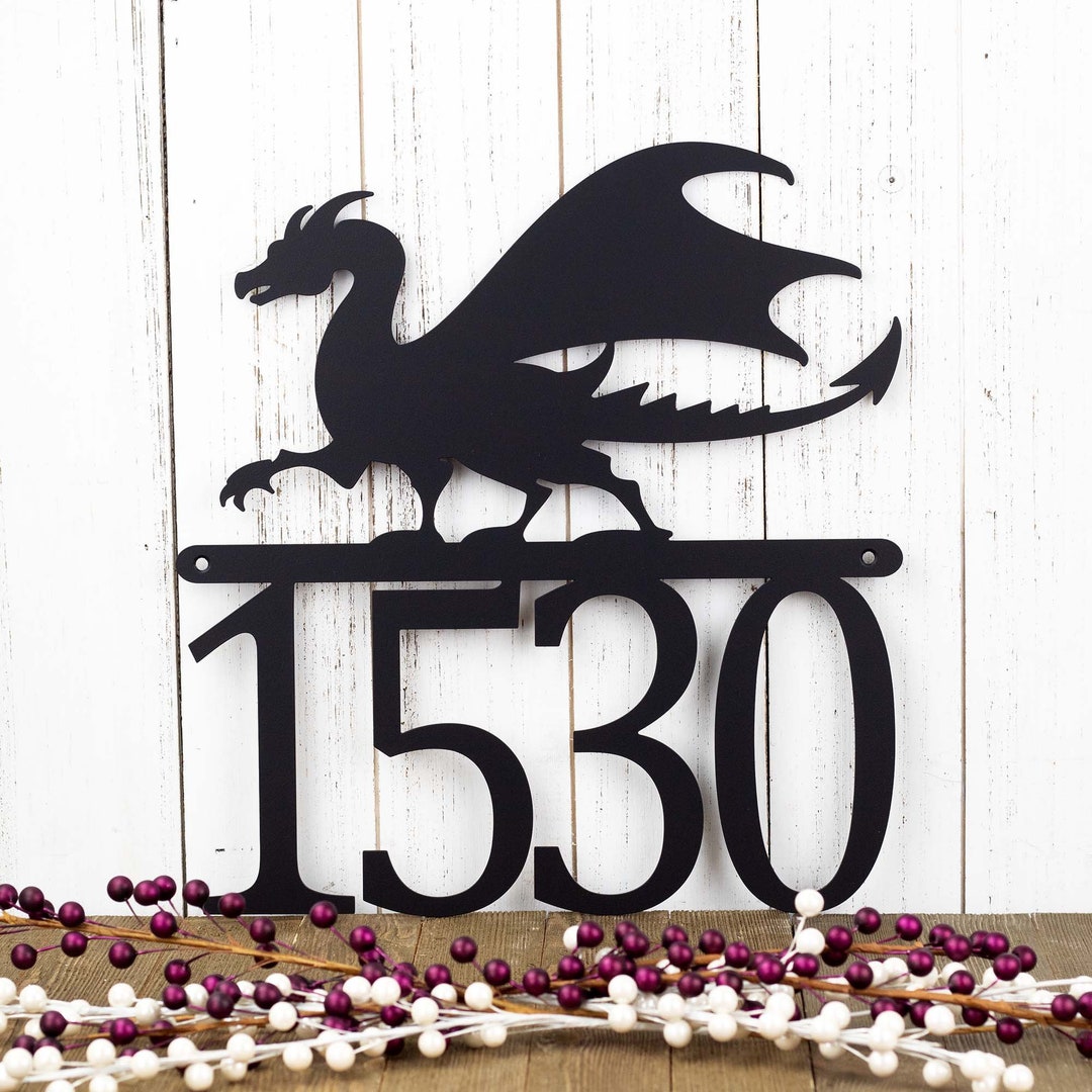 Dragon Outdoor Metal House Number Sign, House Numbers, Custom Sign ...