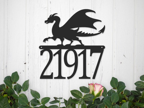 Metal Address Plaque with Dragon House Number Sign Outdoor | Etsy