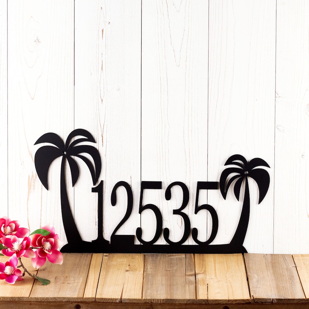 Palm Tree Address Sign, Palm Tree House Number Sign, Metal Sign, Metal ...
