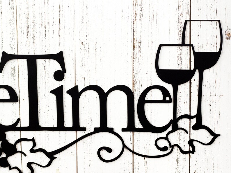 Wine Time Metal Sign Wine Decor Metal Wall Art Kitchen - Etsy