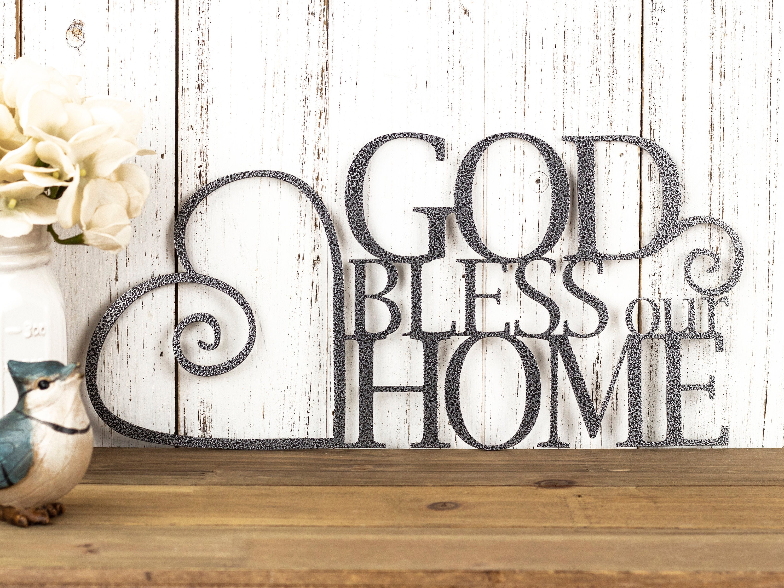 God Bless Our Home Metal Sign Heart Religious Decor God | Etsy