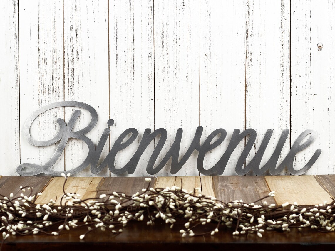 Bienvenue French Welcome Metal Wall Art Outdoor Welcome Sign | Etsy