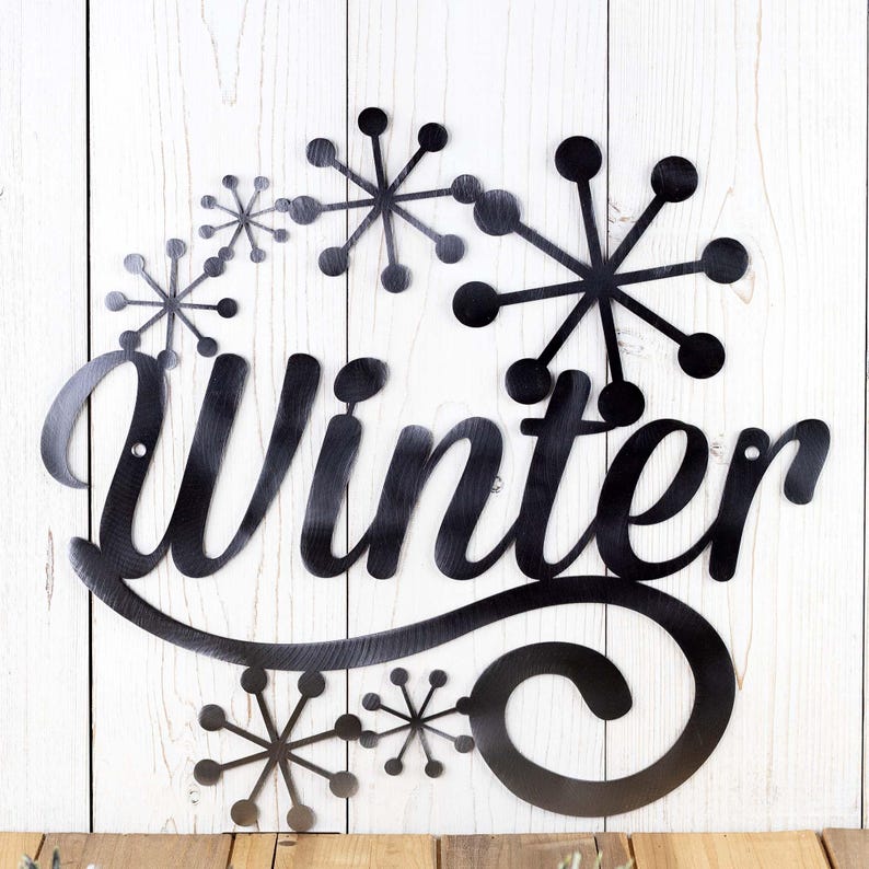Winter Metal Sign, Seasonal Decor, Outdoor Sign, Door Sign, Metal Wall ...