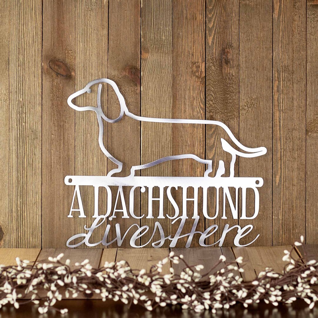 Dachshund Silhouette Metal Wall Art, Beware of Dog on Premises Outdoor ...