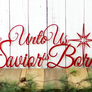 Unto Us A Savior is Born Christmas Metal Sign Christian Sign - Etsy