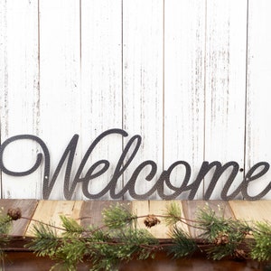 Welcome Sign, Metal Wall Art, Metal Sign, Wall Decor, Script, Wall ...