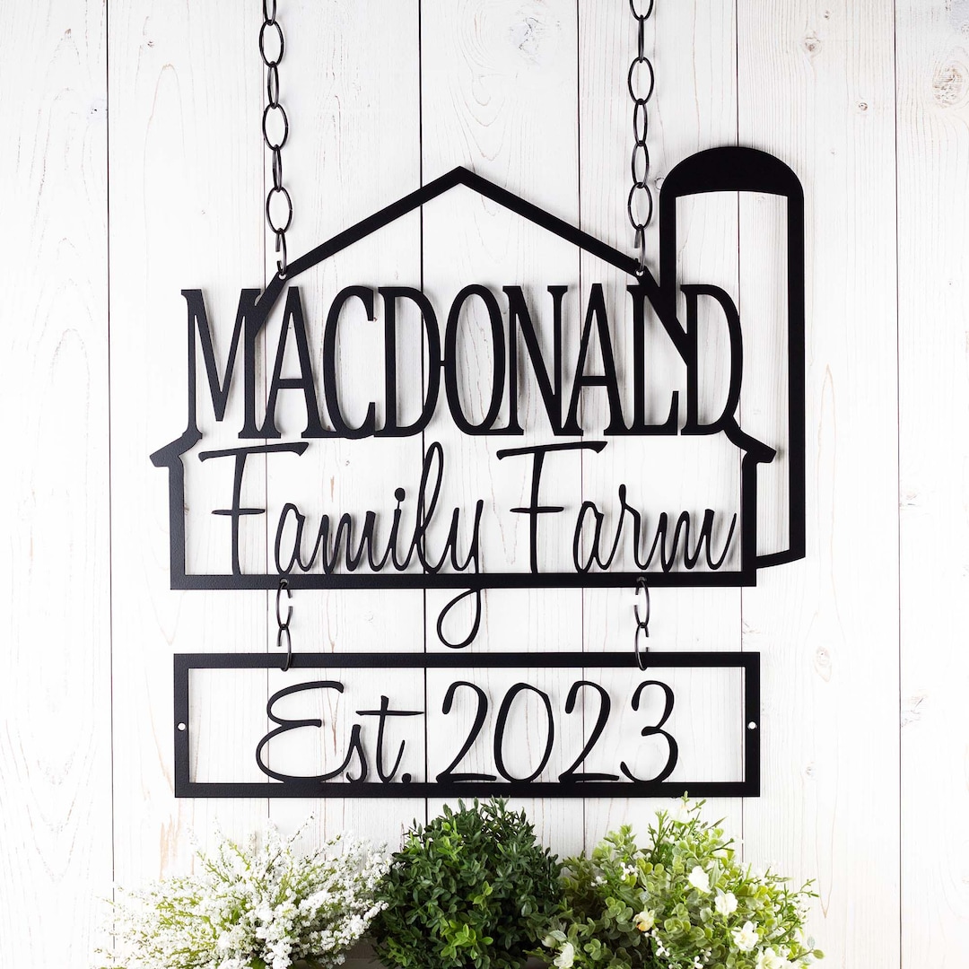 Custom Family Farm House Name Metal Sign, Established Sign, Metal Wall ...