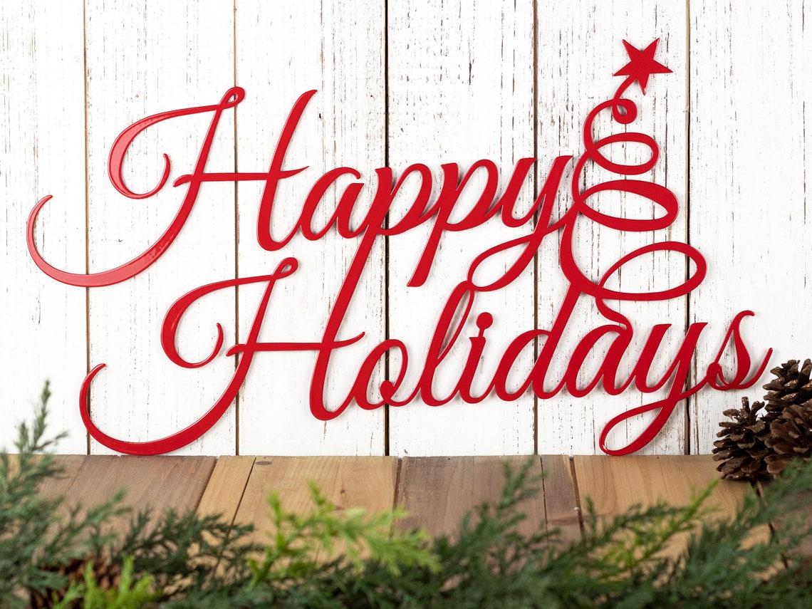Happy Holidays Christmas Metal Sign Outdoor Christmas Decor - Etsy