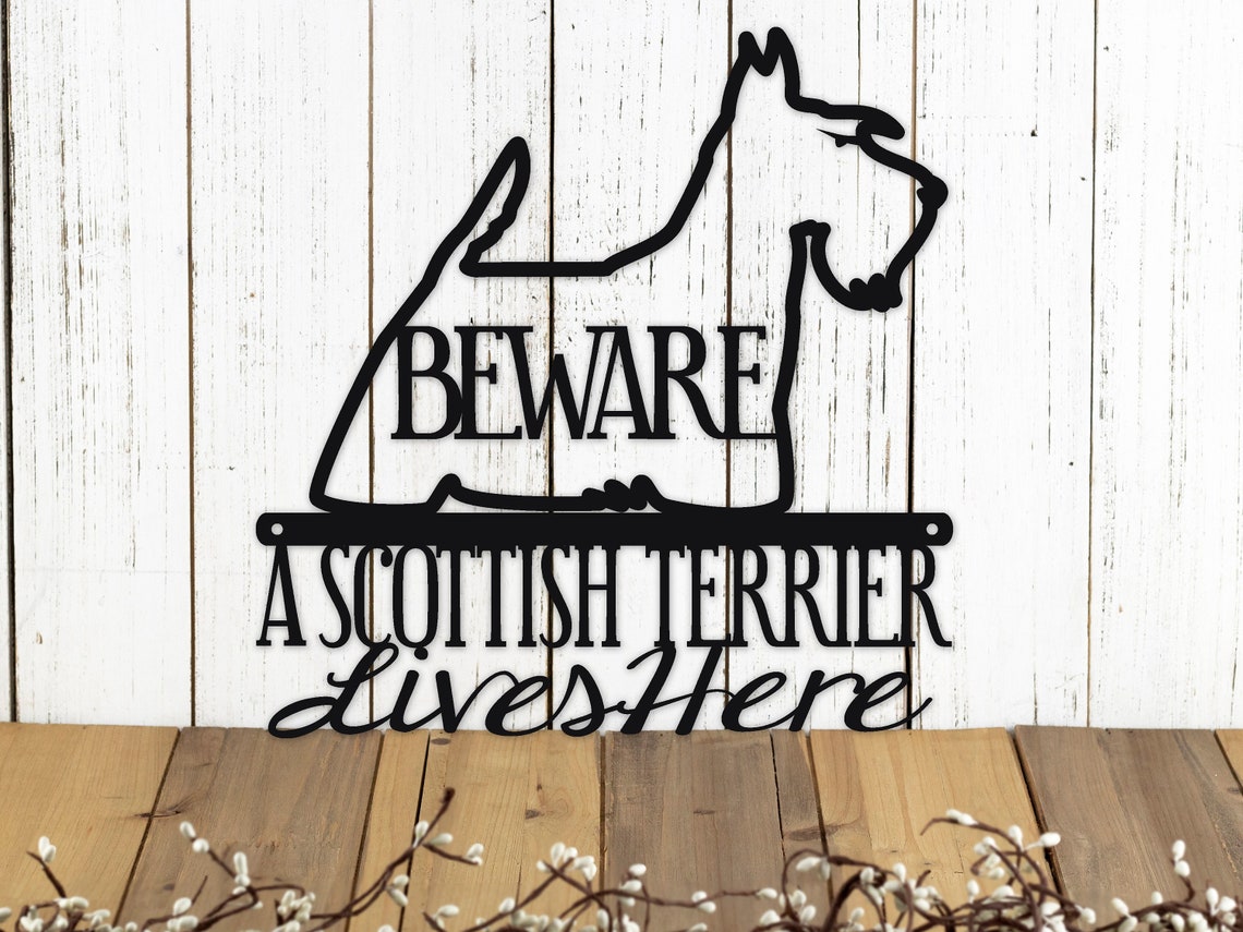 Scottish Terrier Lives Here Metal Sign Scottie Dog Dog - Etsy