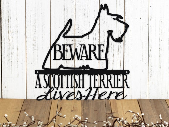 Scottish Terrier Lives Here Metal Sign Scottie Dog Dog - Etsy