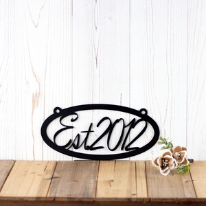 Personalized Hanging Oval Metal House Name Sign and Established Year ...
