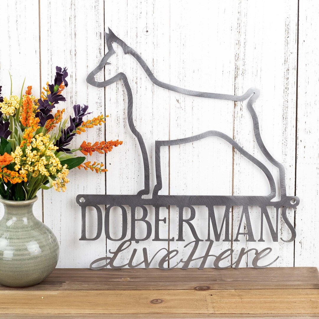 Doberman Sign, Doberman Pinscher, Dog Silhouette Sign, Beware of Dog ...