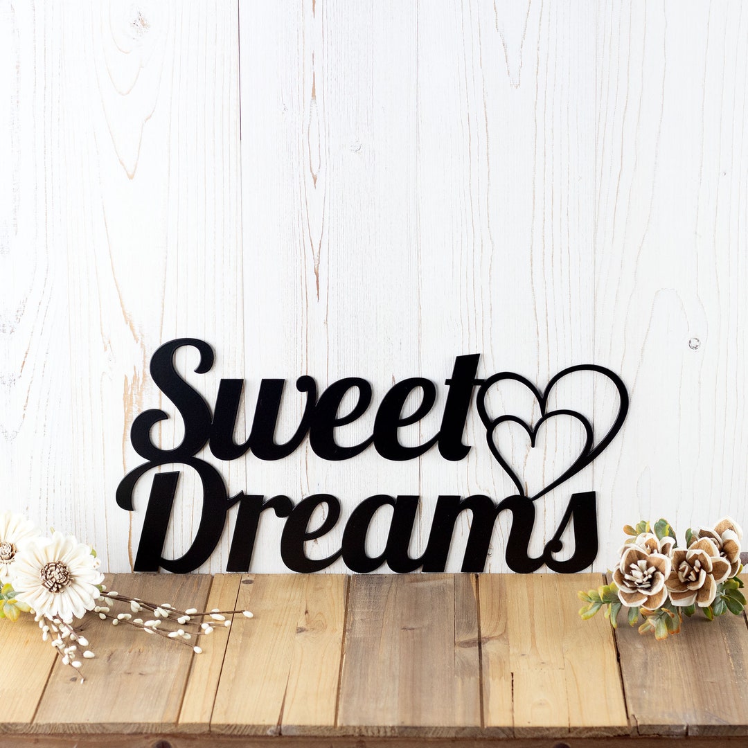 Sweet Dreams Metal Sign, Hearts, Metal Wall Art, Outdoor Sign, Signage ...