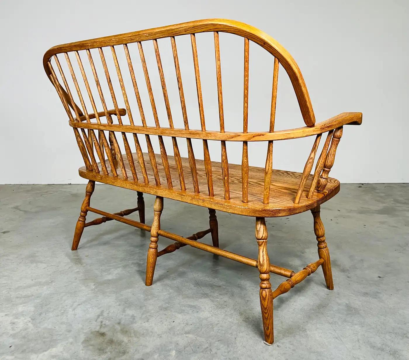 Vintage Oak Windsor Spindle Back Prosper's Bench or Settee 1970s - Etsy