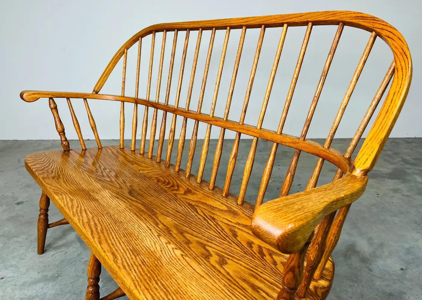 Vintage Oak Windsor Spindle Back Prosper's Bench or Settee 1970s - Etsy