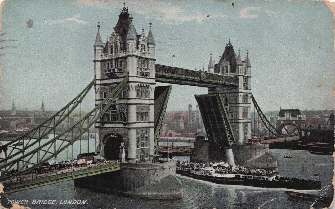 World: Antique Tower Bridge Postcard Iconic London Landmark With Open ...