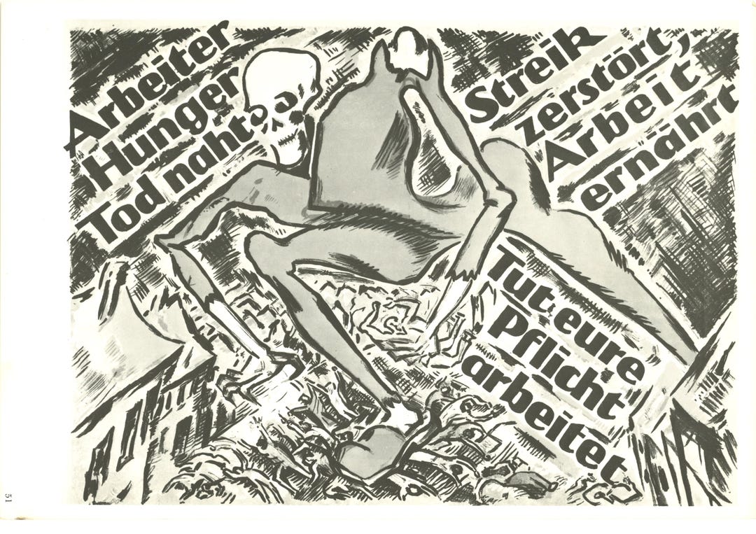 World: Vintage German Anti-strike Poster Expressionist Early 20th ...