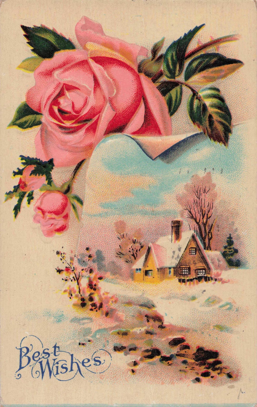 Best Wishes: Vintage "best Wishes" Postcard - Romantic Floral Charm! - Etsy