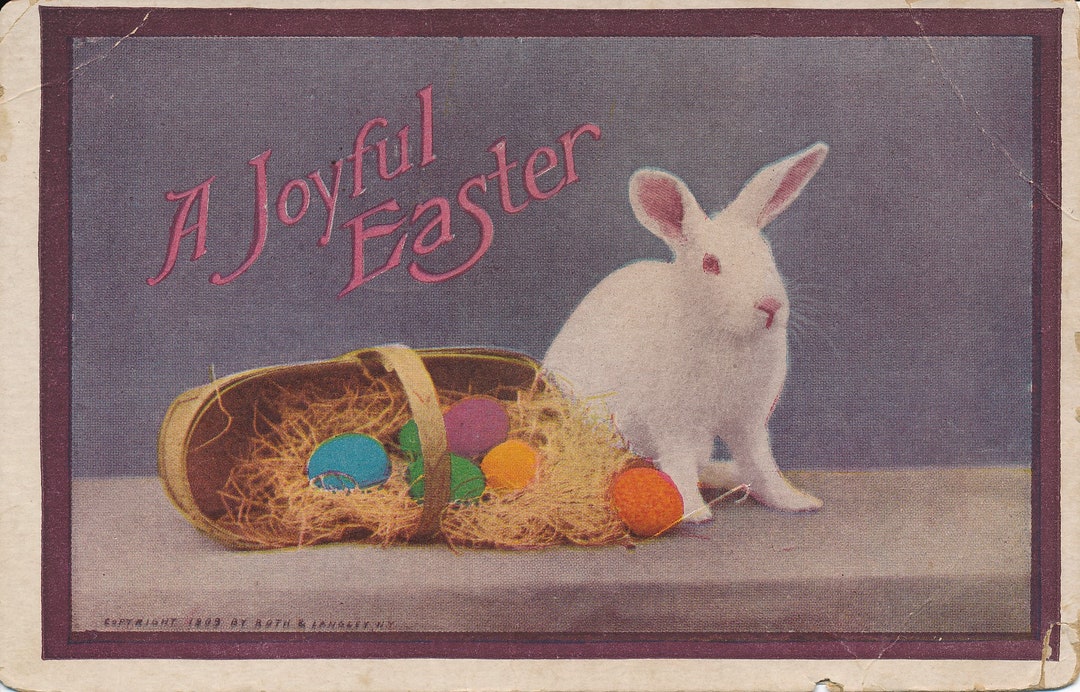 Easter: Timeless 1915 Antique Easter Postcard With White Bunny and ...