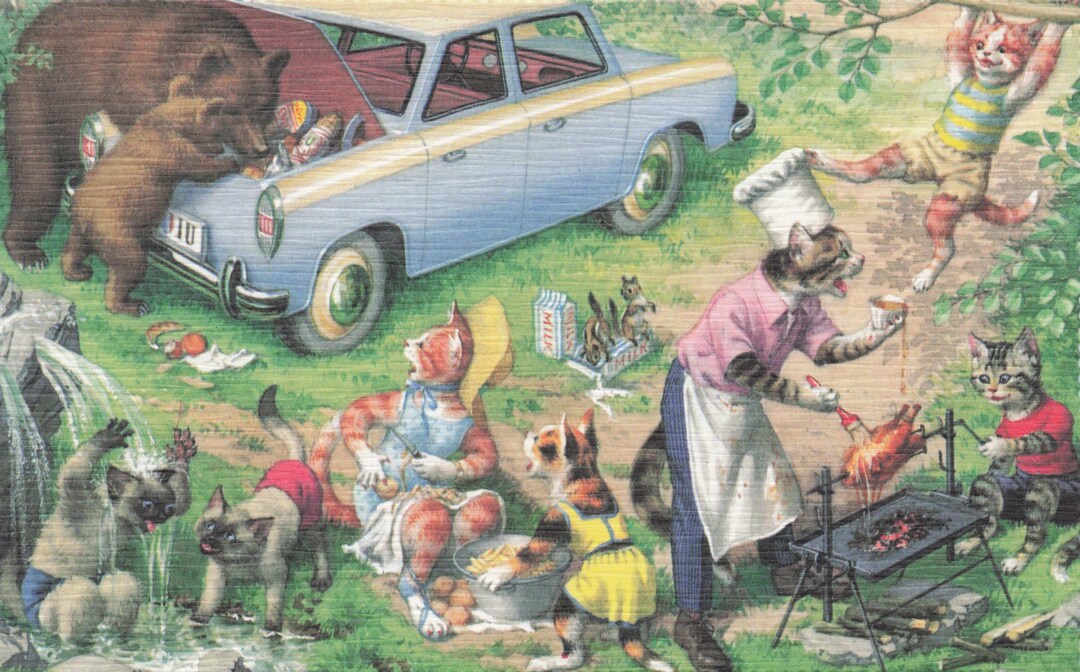 Vintage Alfred Mainzer Cat Postcard by Eugene Hartung – Whimsical ...