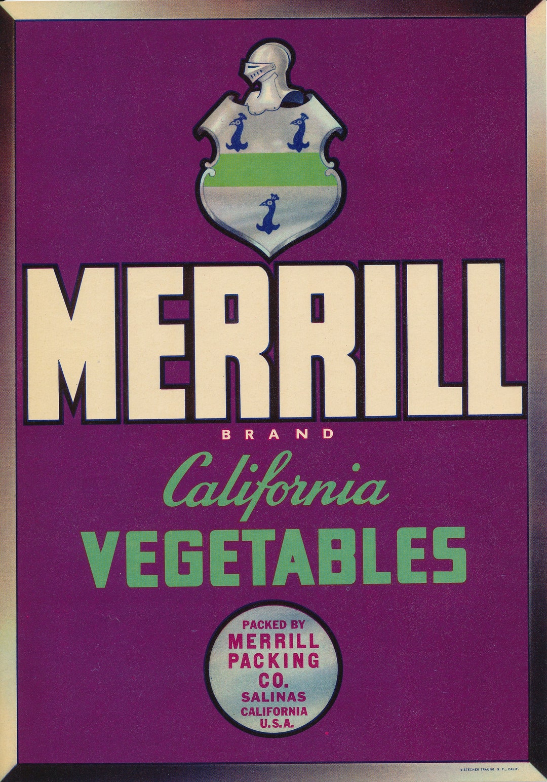 California: Antique Fruit Crate Label From Merrill Brand California ...