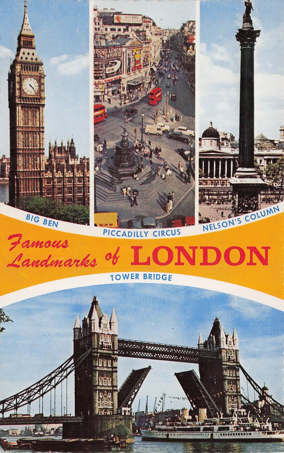 World: Vintage London Postcard Famous Landmarks of London Big Ben ...