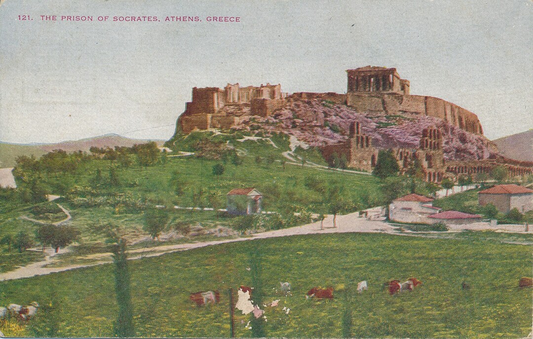 World: Antique 'the Prison of Socrates, Athens, Greece' Postcard ...