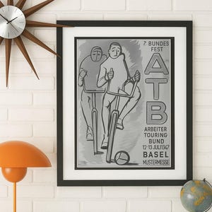 Posters: Vintage 1947 ATB Basel Poster - Cyclist Sports Art - Featured ...