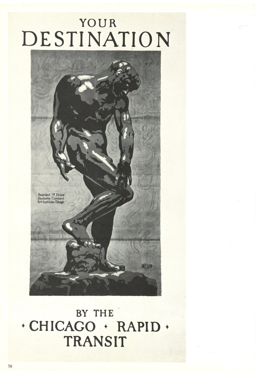 World: Vintage Chicago Rapid Transit Poster Award-winning Art Institute ...