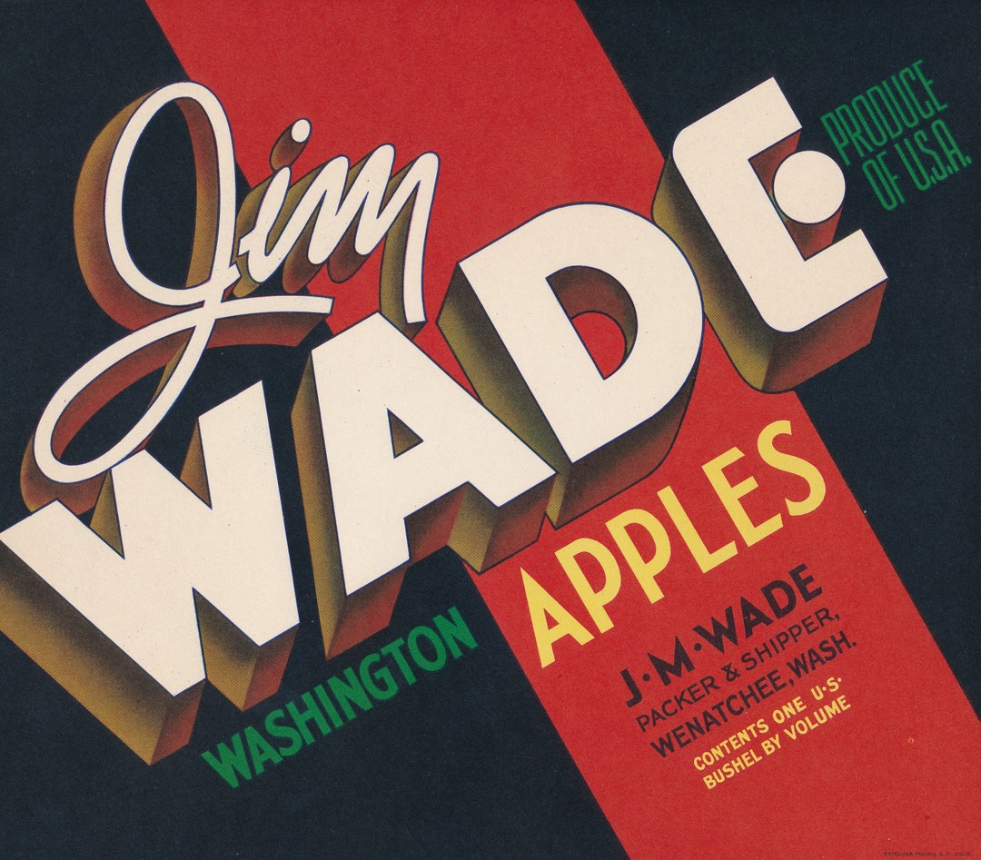 Washington: Antique Fruit Crate Label From Jim Wade Washington Apples ...