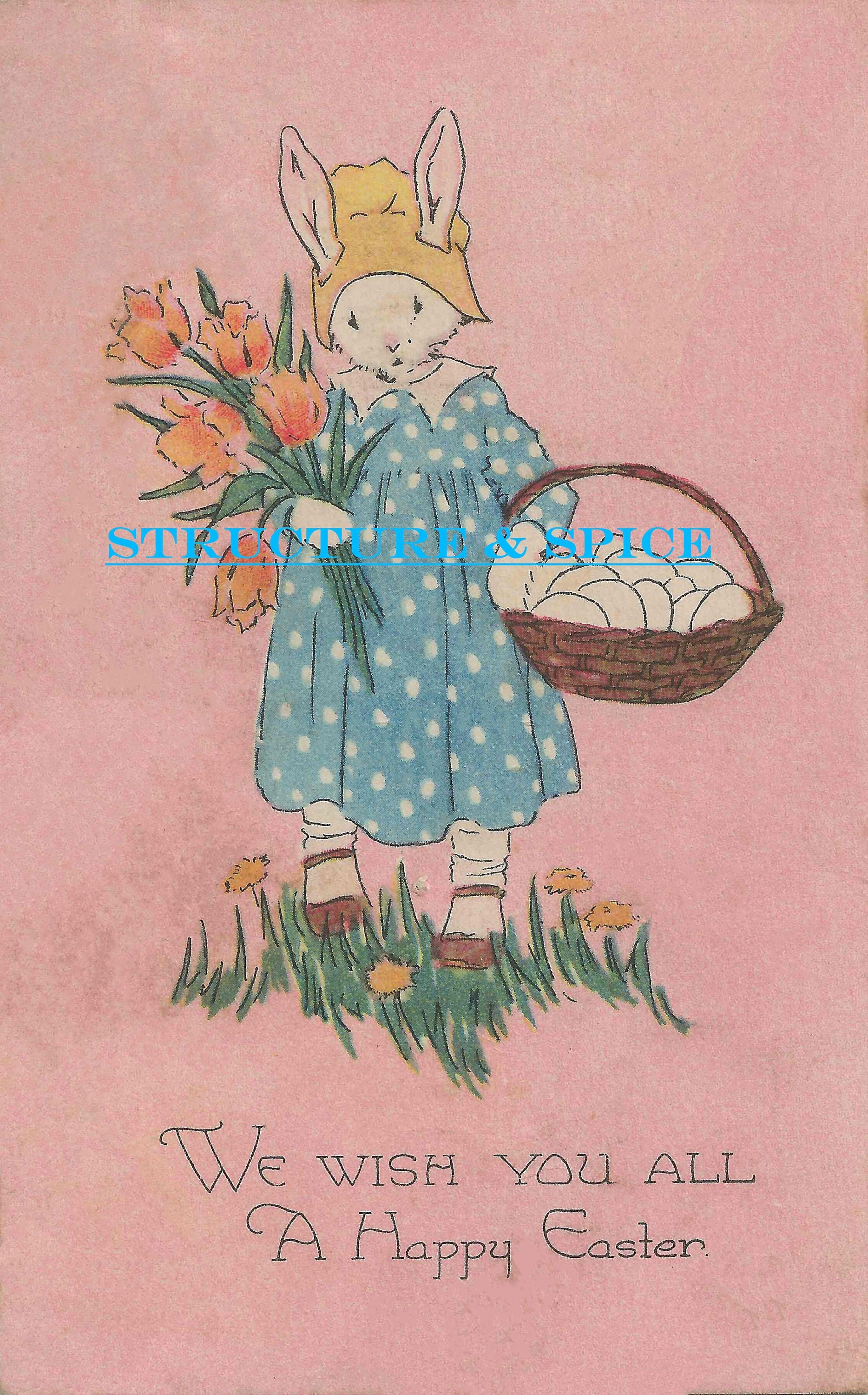Home & Living Edwardian Era Easter Tidings Postcard Image With Festive ...