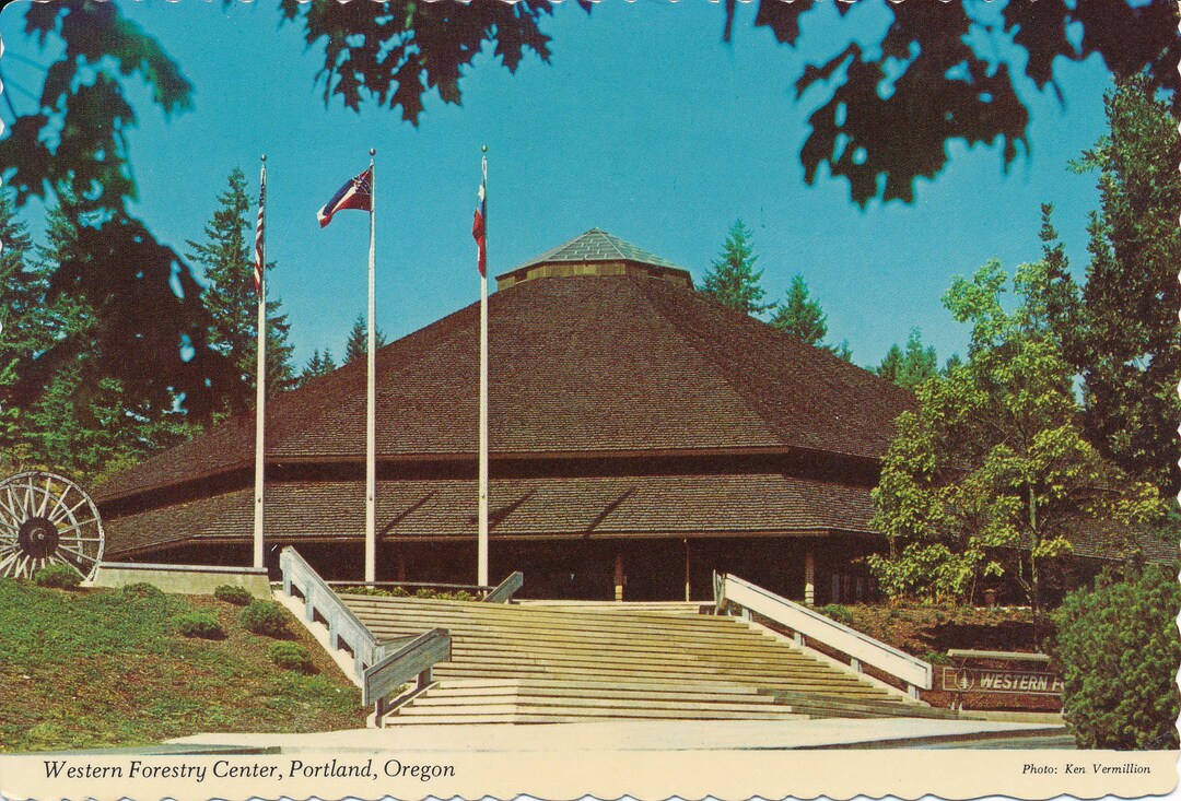 Oregon: Vintage Postcard of the Portland Western Forestry Center. This ...