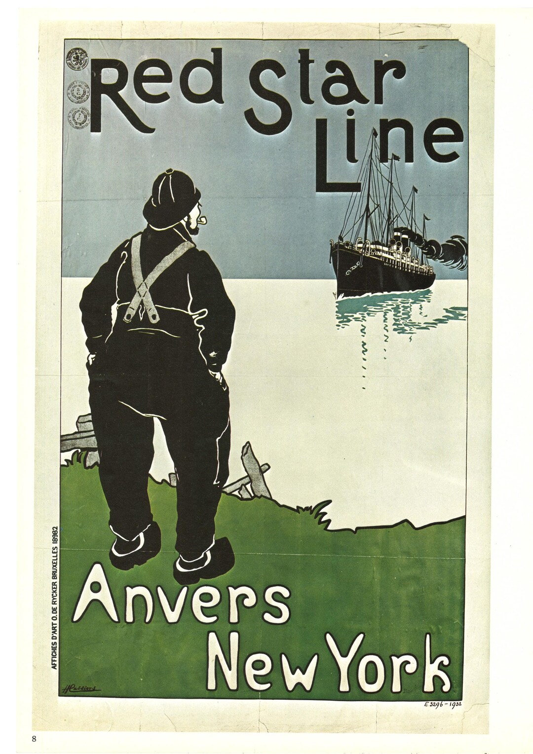 World: Vintage Red Star Line Poster - Antwerp to New York - 1892 Ocean ...