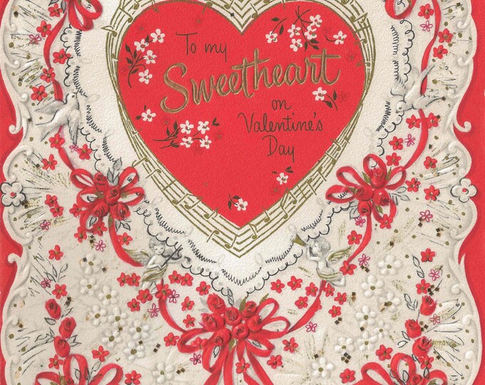 Vintage Hallmark Valentine With Beautiful Heart Design Wreath Accented ...
