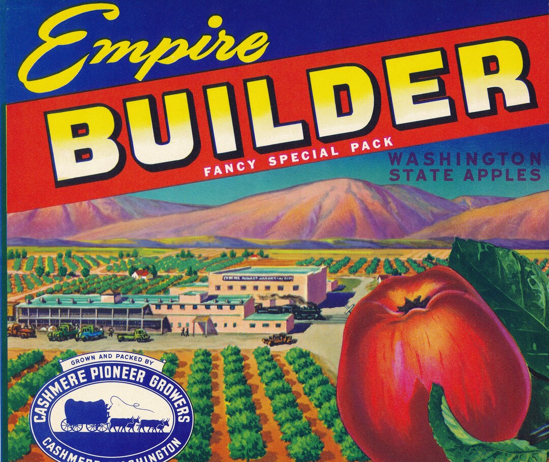 Antique Empire Builder Apple Crate Label: Cashmere WA, 1920s - Etsy
