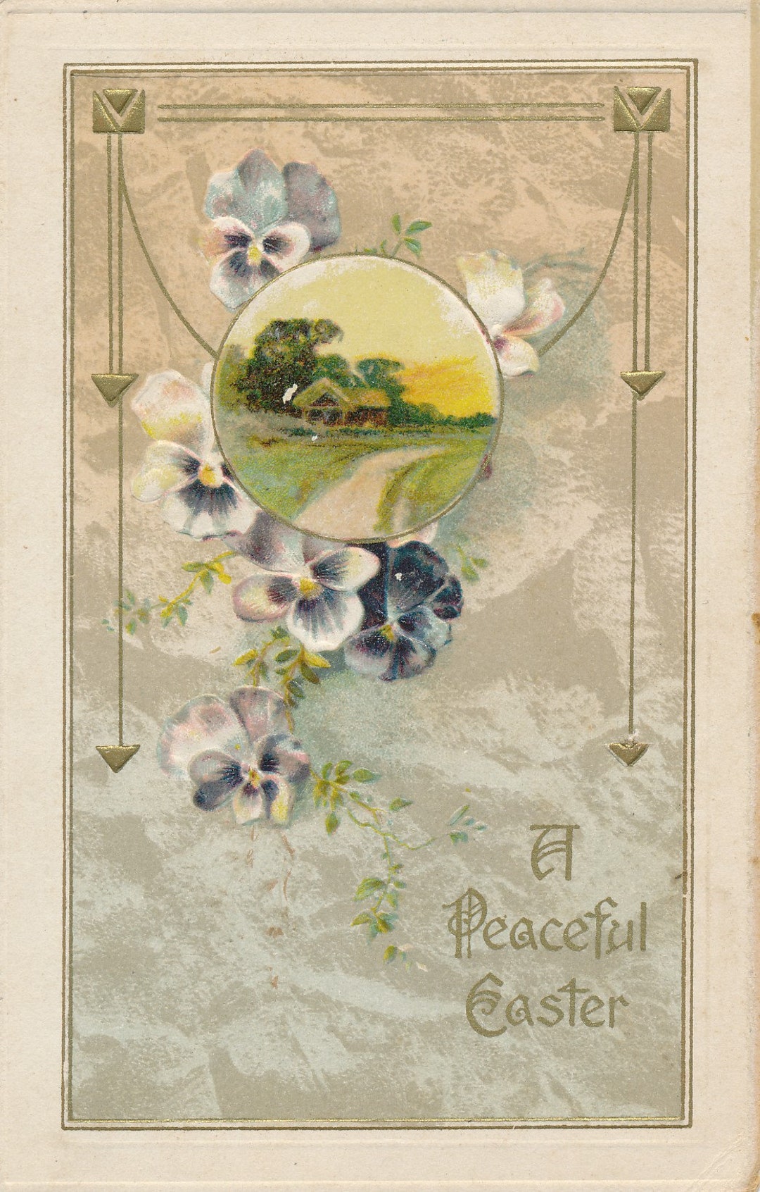 Easter: Antique 'A Peaceful Easter' Postcard Circa 1900 - Vintage Pansy ...